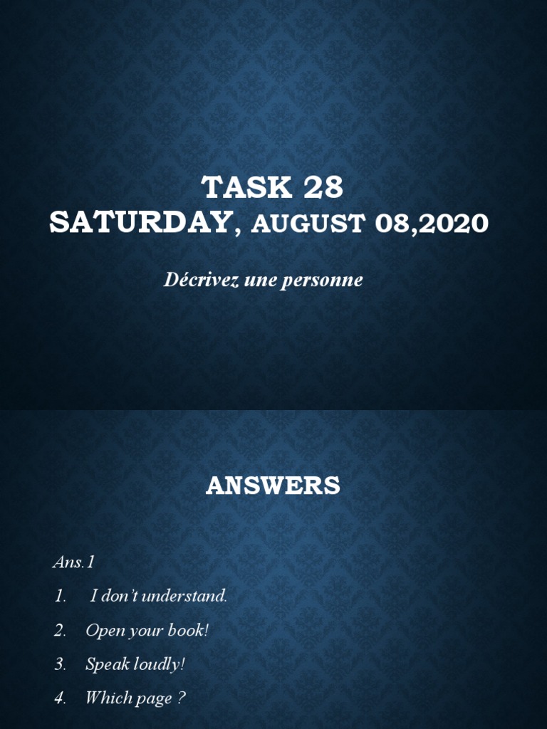 French Class 6 Task 28 | PDF | Arts du langage et discipline