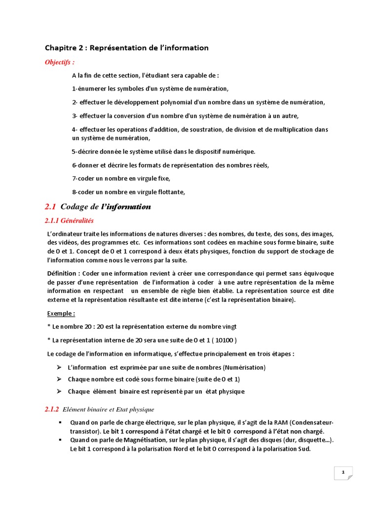 Chapitre - 2 - Codage de L'information | PDF | ASCII | Codage des caractères