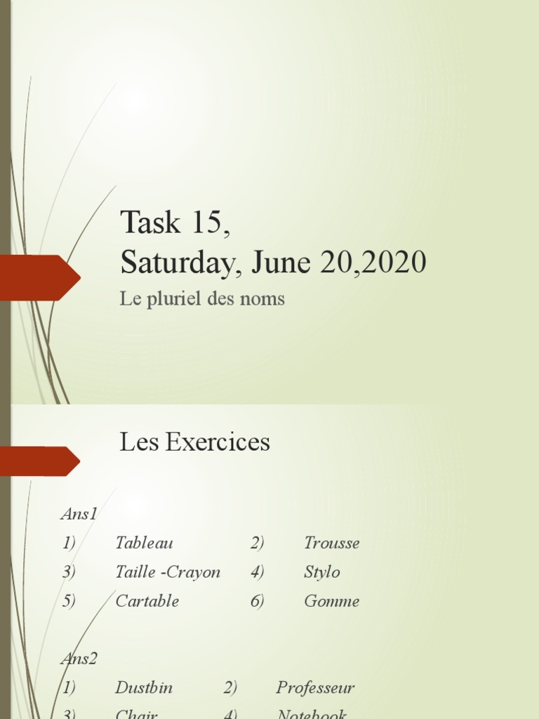 French Class 6 Task 15 | PDF