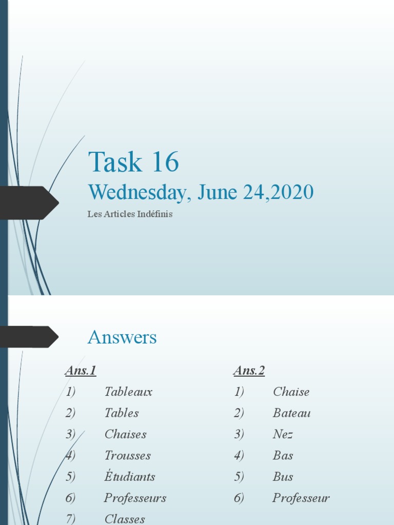 French Class 6 Task 16 | PDF