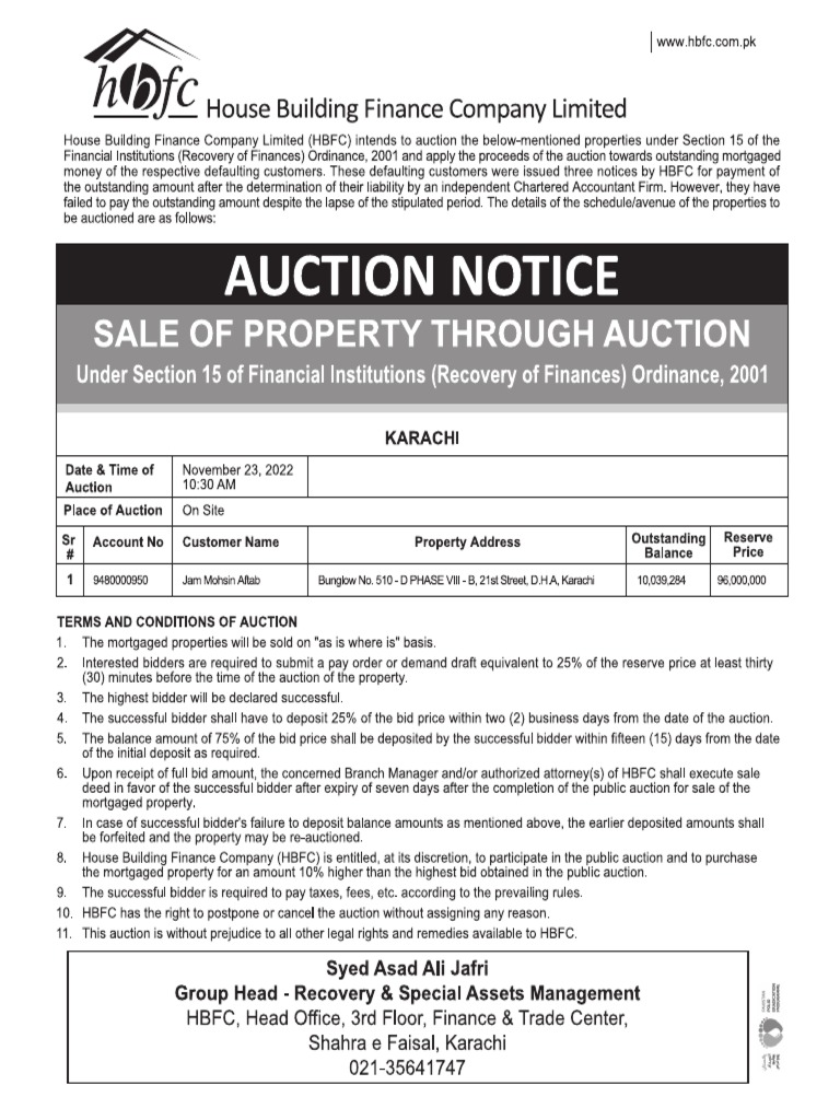 Auction Notice - Karachi | PDF