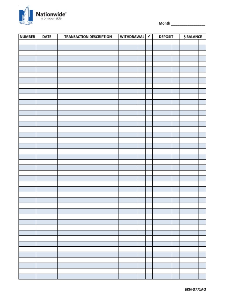 Main - Check Register Template Nationwide | PDF