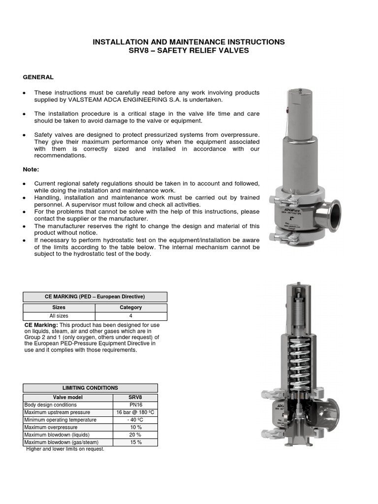 IMI SR8.00 E 03.19 SRV8 Safety Relief Valve | PDF | Valve | Safety