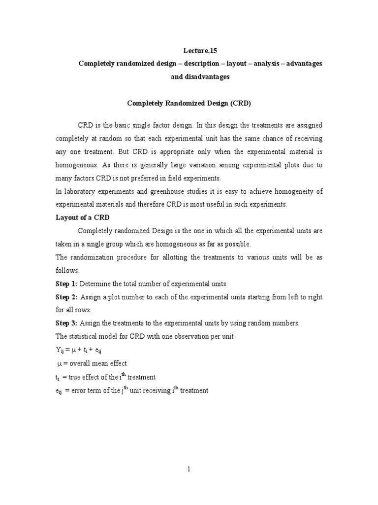 Completely Randomised Design Best Note | Download Free PDF | Analysis Of Variance | Degrees Of ...