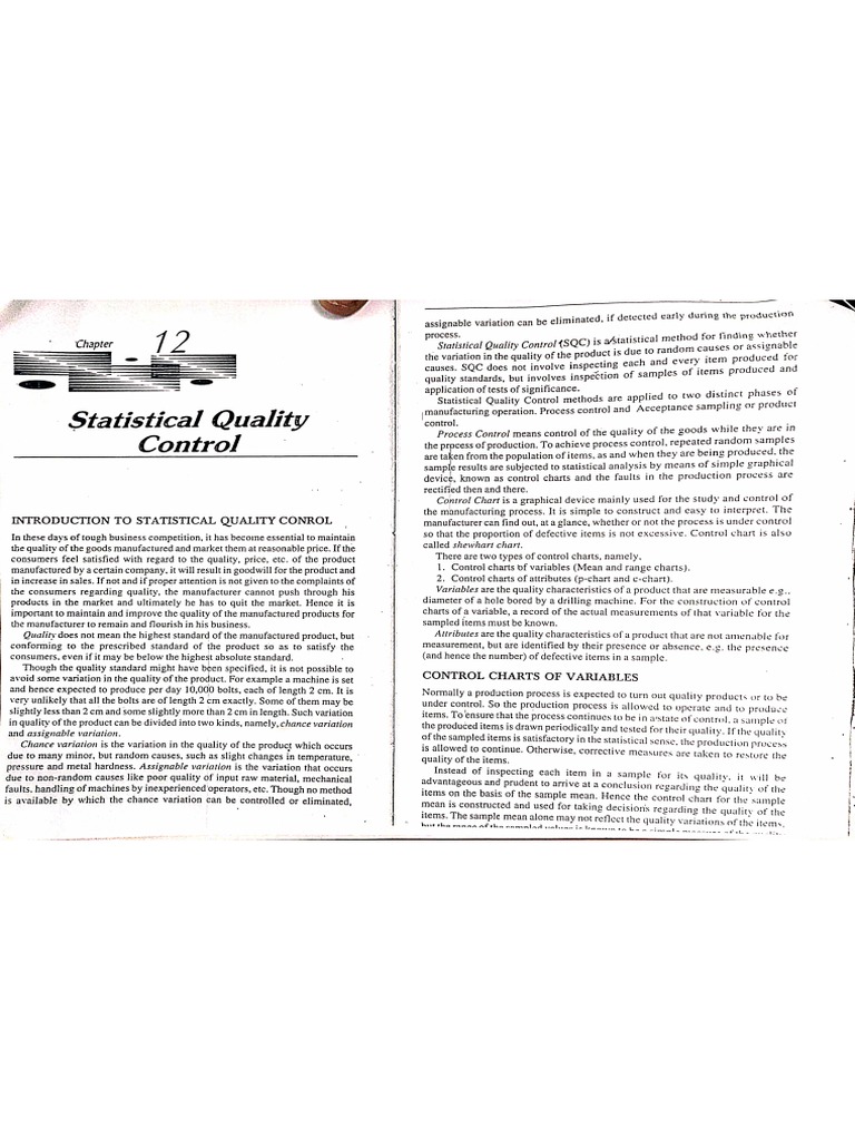 Statistics Quality Control Notes | PDF