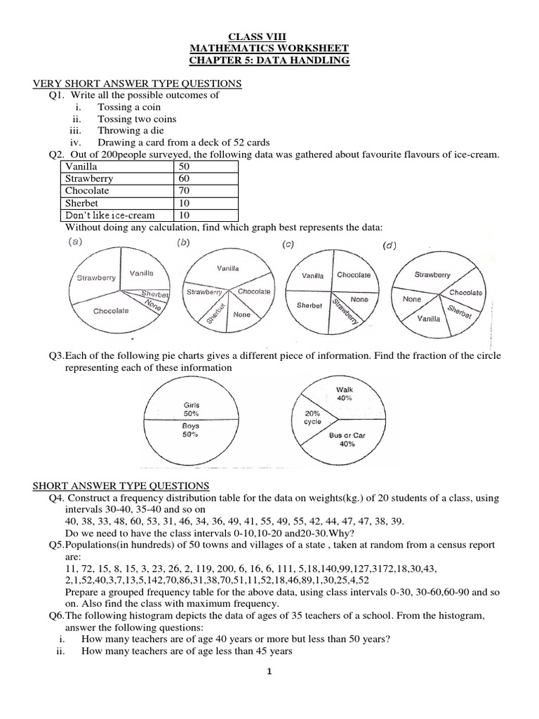 Class 8 CH 5 Data Handling August 19 | PDF | Odds | Histogram