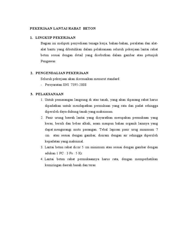 Pekerjaan Lantai Rabat Beton | PDF