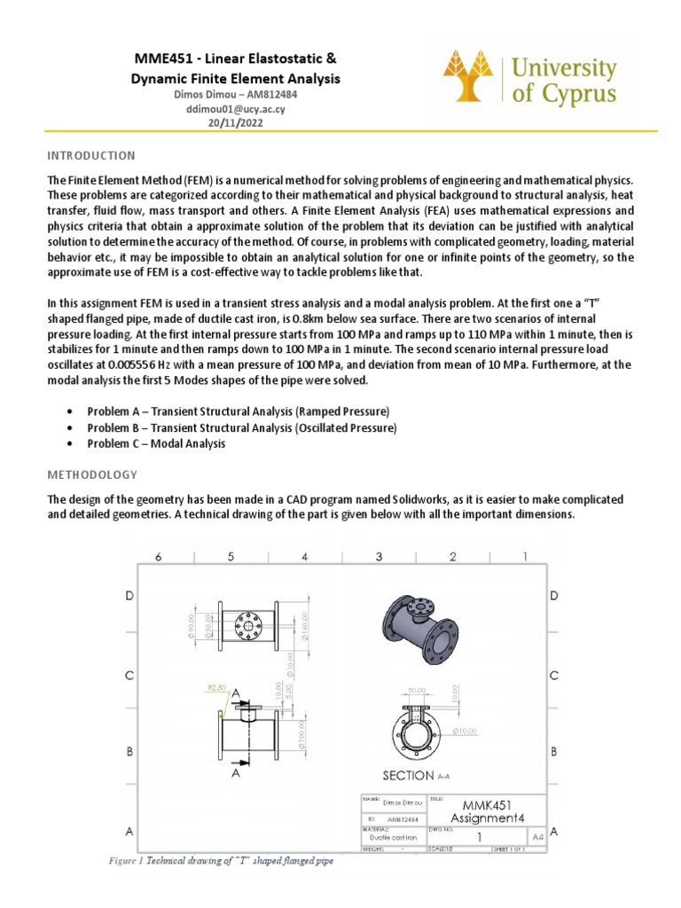 FEA of T-Shaped Flanged Pipe | PDF | Finite Element Method | Structural Analysis