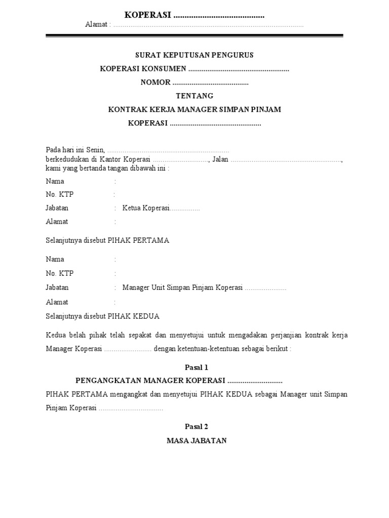 Surat Keputusan Pengurus | PDF