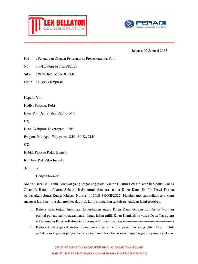 Surat Aduan Propam | PDF