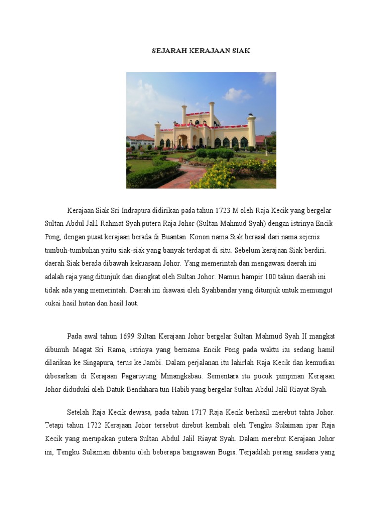 Sejarah Kerajaan Siak Rahman | PDF