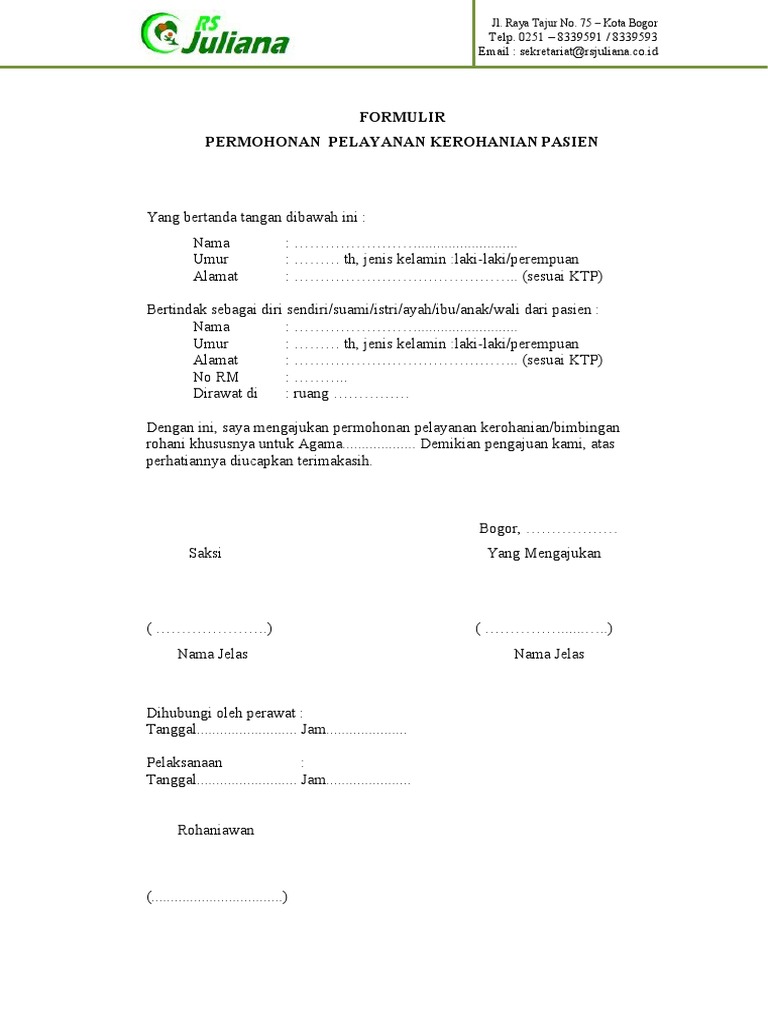 Form. Permohonan Pelayanan Rohani | PDF