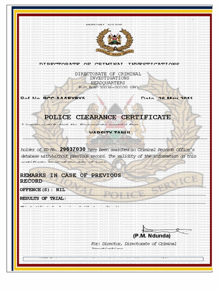 Police Clearance Certificate Verification | PDF