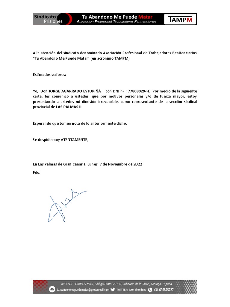 Ejemplos De Cartas De Dimisi N 2015 Definanzas/carta De Dimision