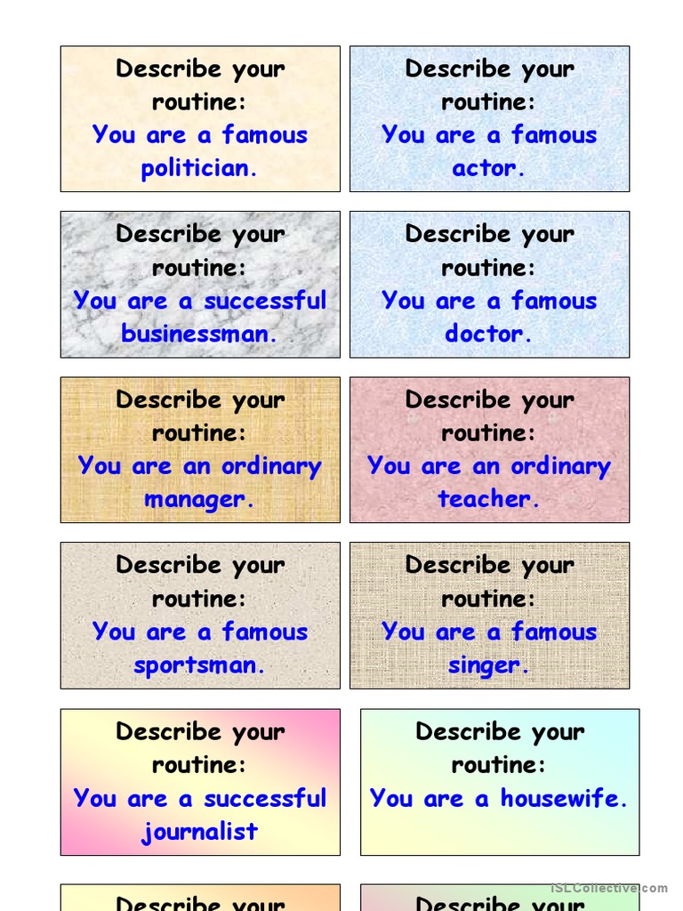 Daily Routine (Speaking Cards) | PDF