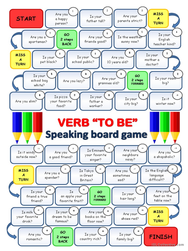 Verb TO BE - Speaking Boardgame | PDF