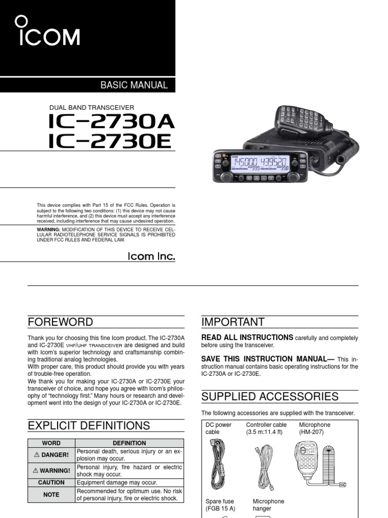 Ic 2730a Manual | PDF | Microphone | Bluetooth