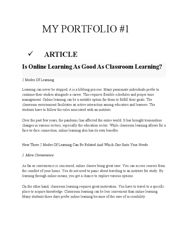 Comparing the Pros and Cons of Online Learning Versus Classroom Learning: Which Approach is Best ...