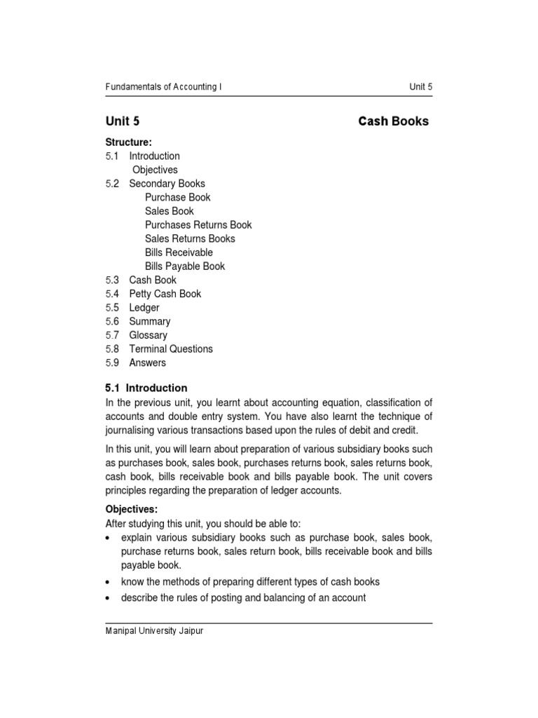 Unit 5 - Cash Book | PDF | Debits And Credits | Promissory Note