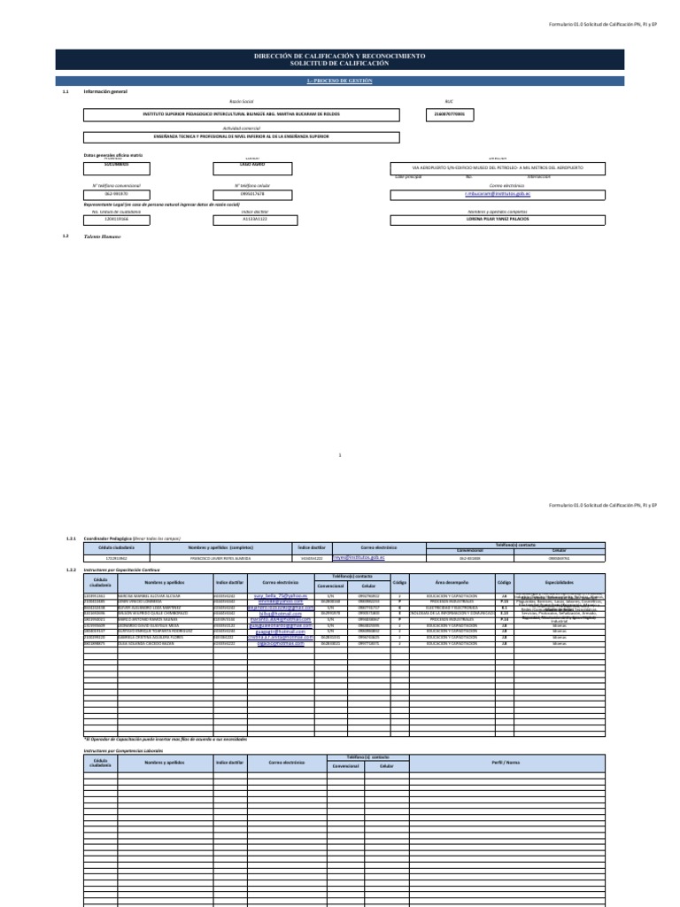 Formulario 01 Solicitud Calificacion | PDF