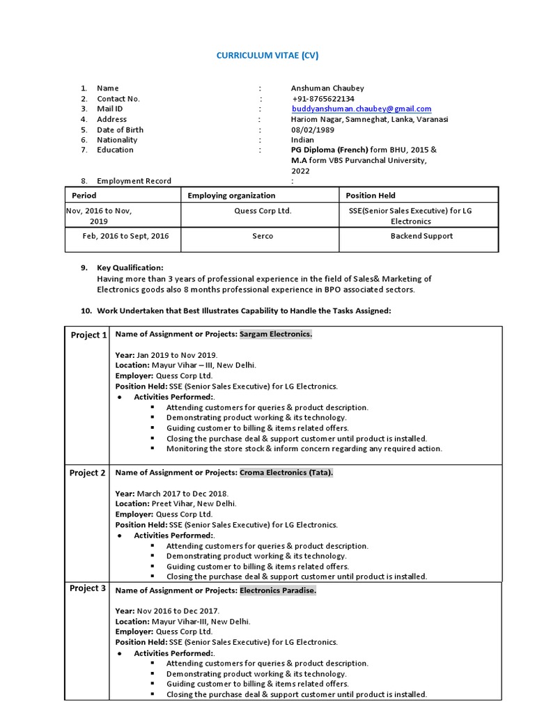 CV Anshuman | PDF | Career & Growth