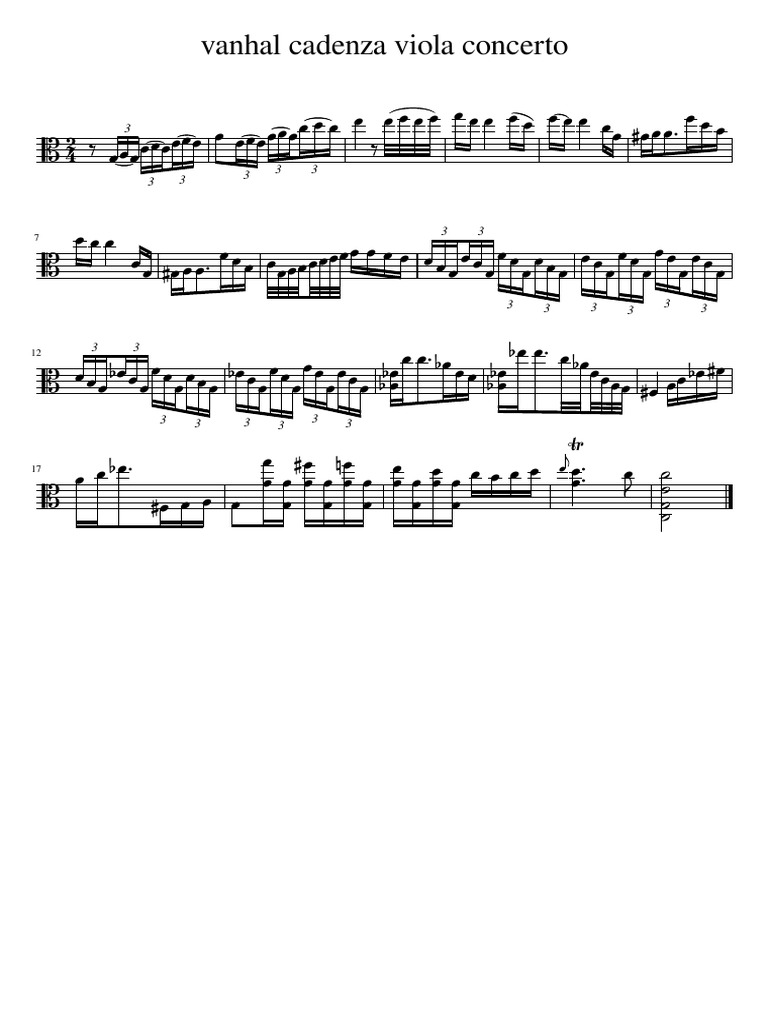 Vanhal Cadenza Viola Concerto | PDF