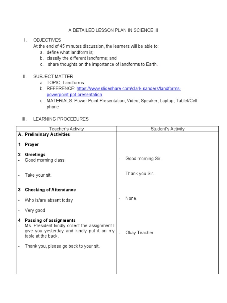 A Detailed Lesson Plan in Science 3 (Midterm DLP) | PDF | Lesson Plan ...
