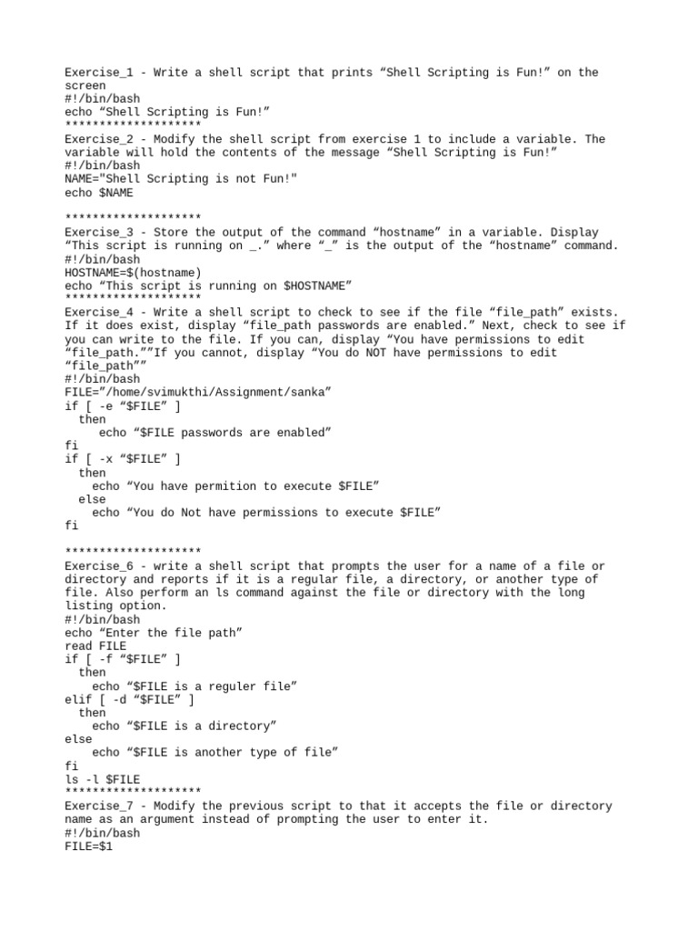 Shell Script Example Pdf Computer File Computer Engineering 