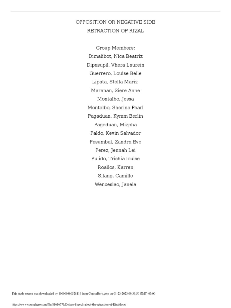 A Critical Analysis of the Evidence Against Rizal's Retraction | PDF