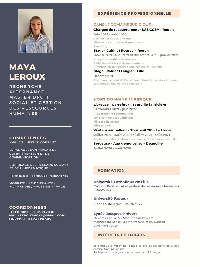 CV MAYA LEROUX Alternance 2022 | PDF | Affaires