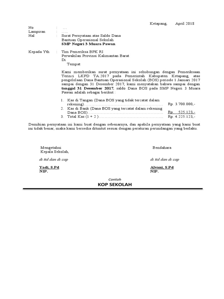 Contoh Surat Dari BPK | PDF