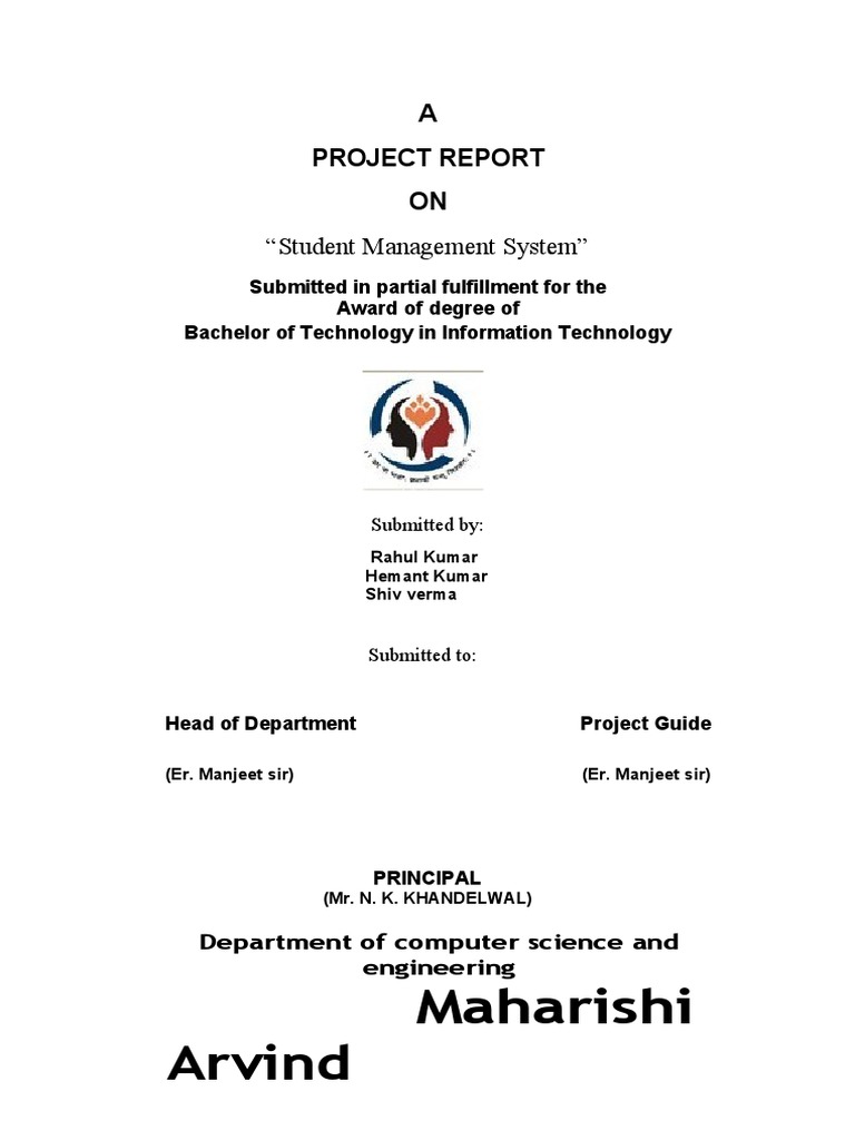 Student Management System Project Report | PDF | Php | World Wide Web