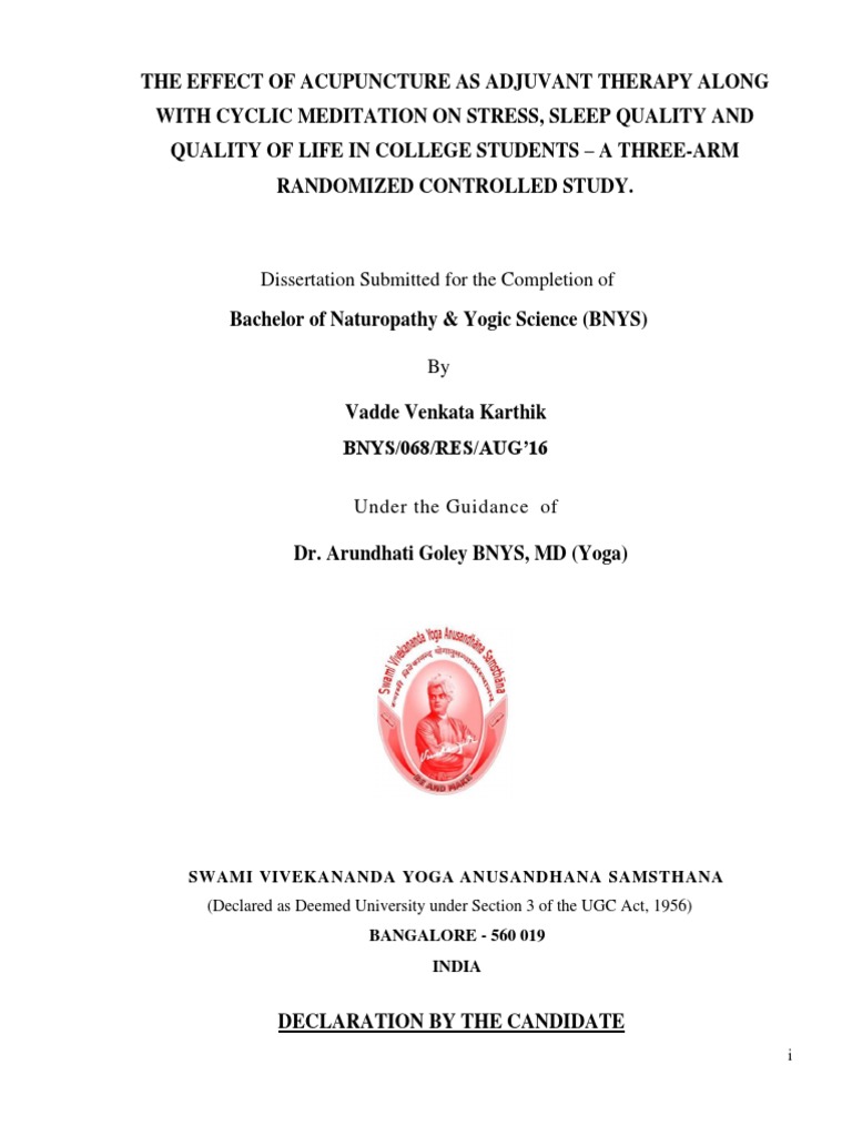 Dissertation Submitted For The Completion Of: (Declared As Deemed University Under Section 3 of ...