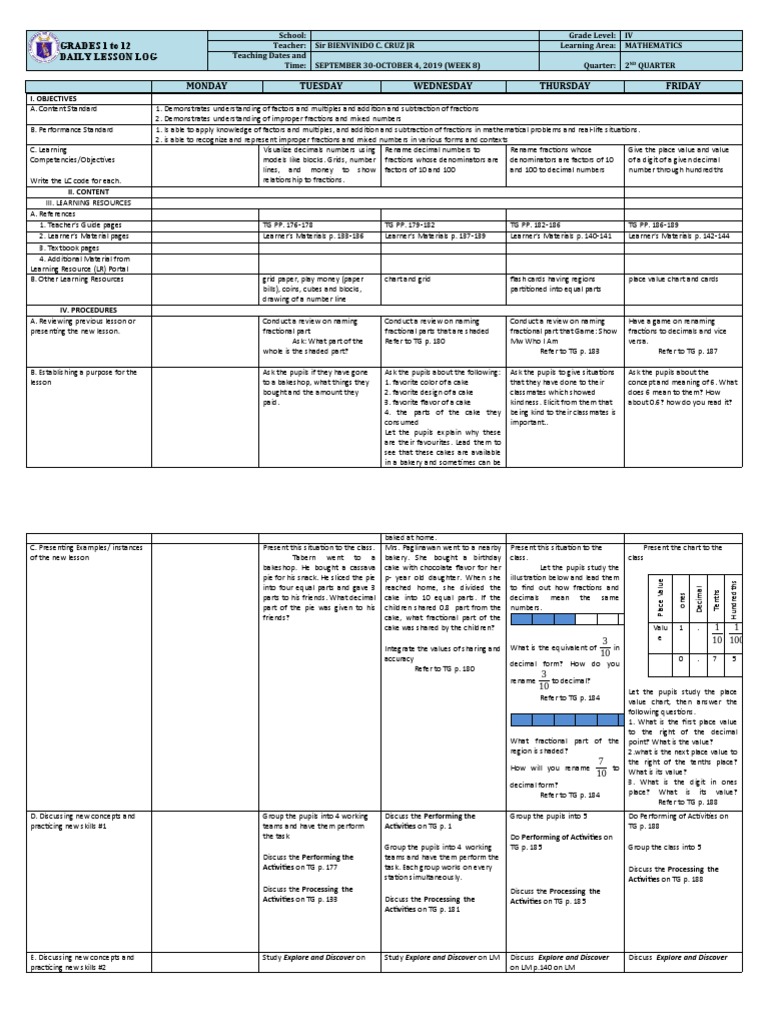 DLL Mathematics 4 q2 w8 | PDF | Decimal | Bakery DLL Mathematics 4 q2 w8 | PDF | Decimal | Bakery