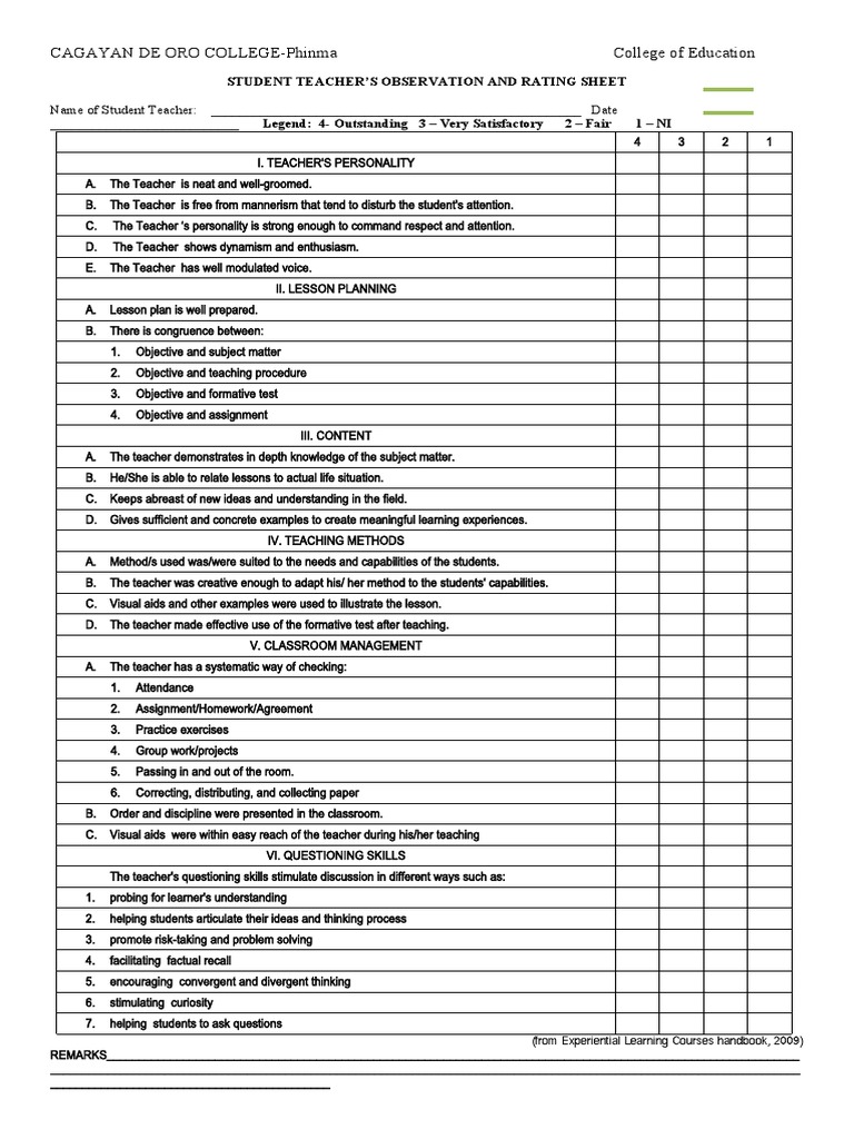 Demo Rating Scale | PDF | Teachers | Teaching Method