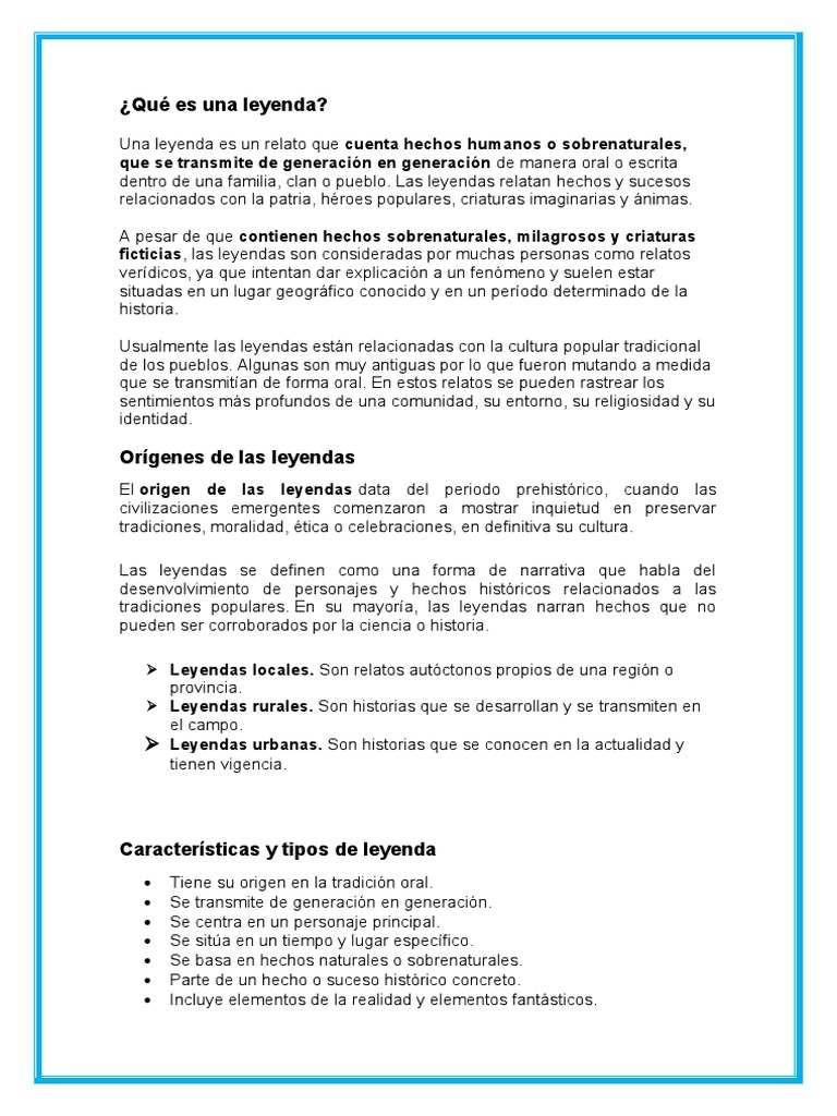 Qué Es Una Leyenda | PDF | Leyendas
