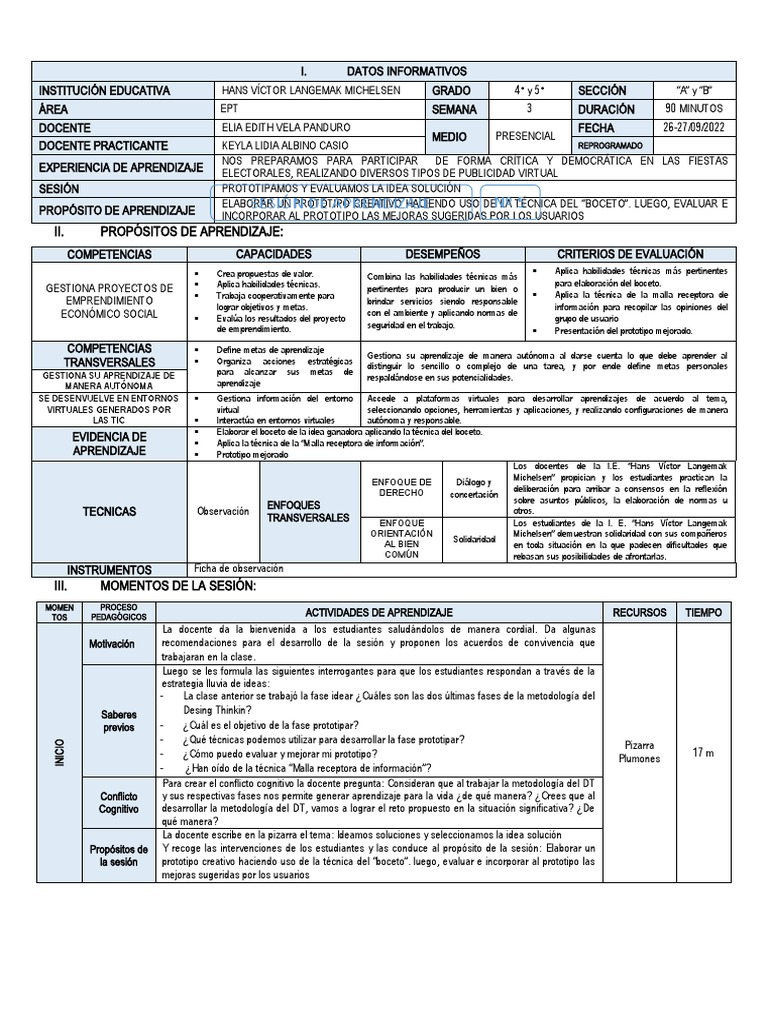 SESION 5 EDA 6 EPT 4 y 5 SECUNDARIA (26-02-2022) | Descargar gratis PDF | Aprendizaje | Evaluación