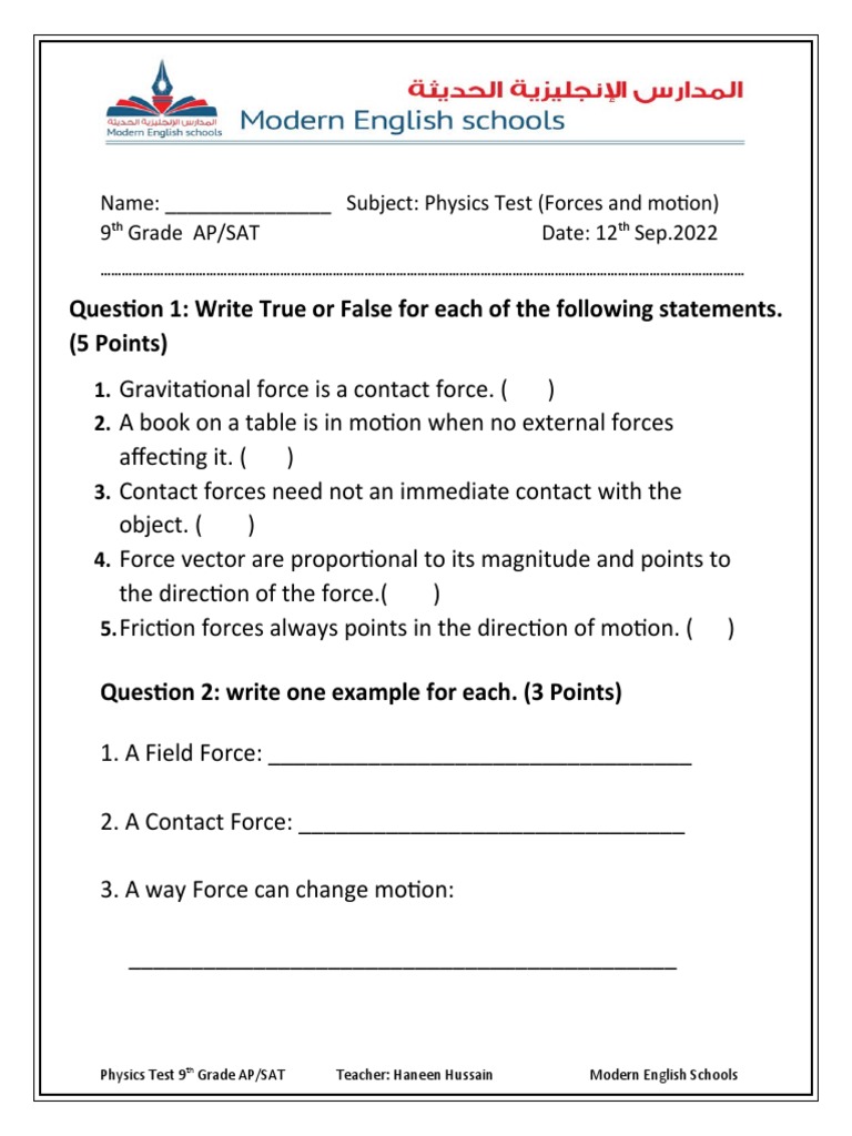 Quiz1 Physics | PDF | Teaching Methods & Materials