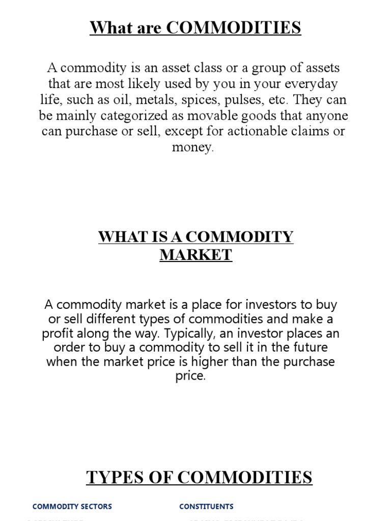 Commodities Market | PDF | Commodity Markets | Hedge (Finance)