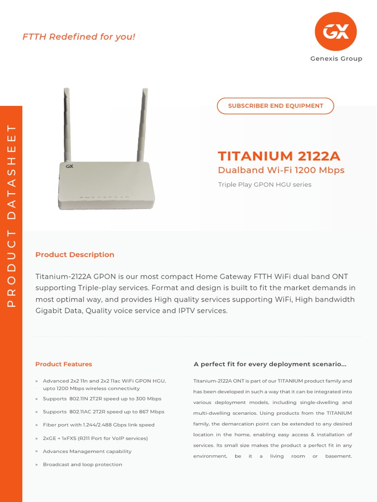 Genexis Titanium 2122a | PDF | Wi Fi | Fiber To The X