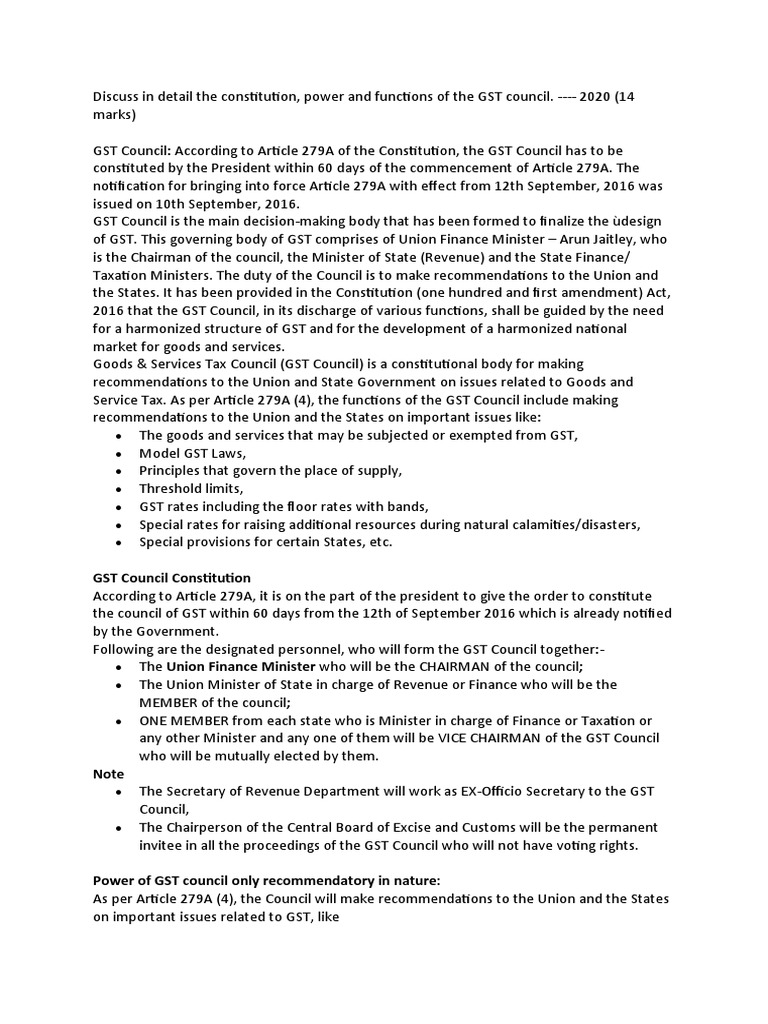 GST Council Const Power Function | PDF