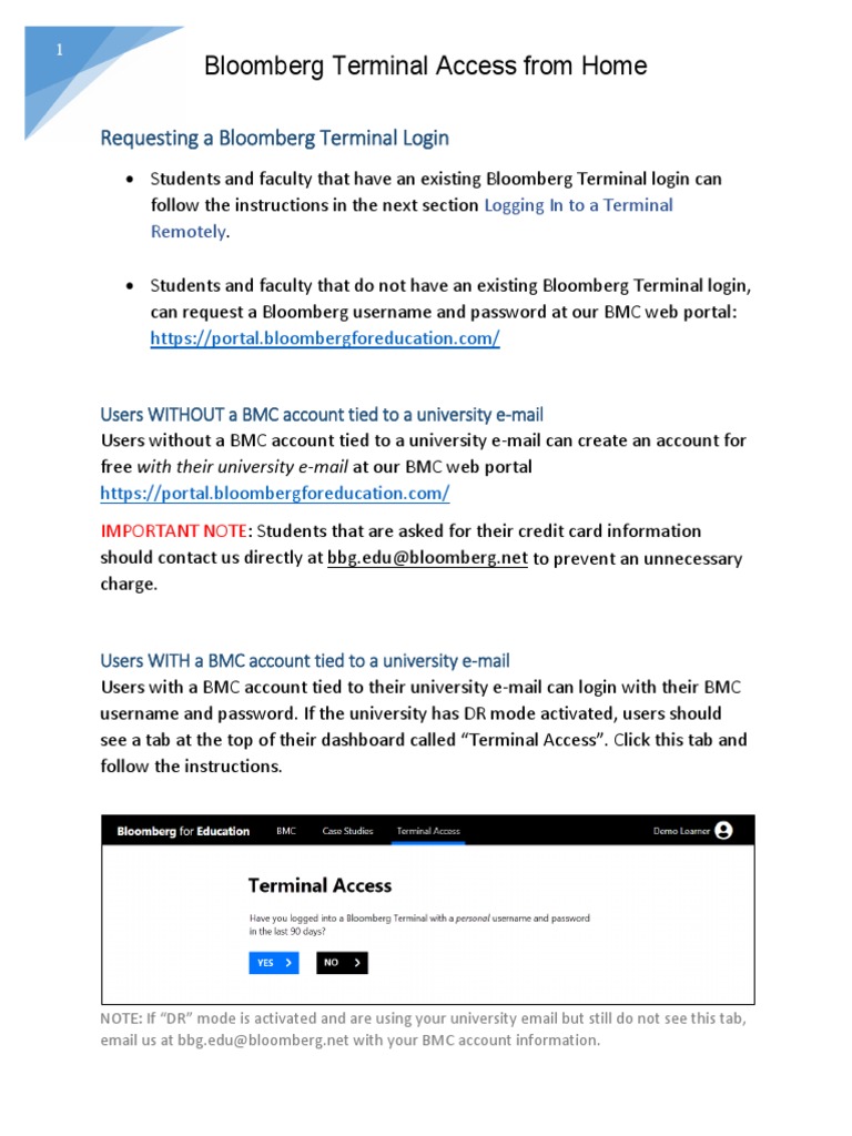Bloomberg Terminal Access From Home | Download Free PDF | Login | User ...