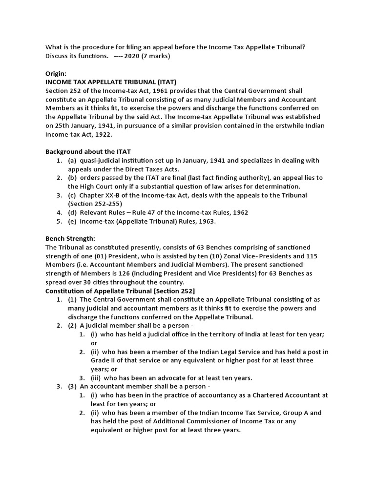ITAT Appeal Procedure Functions | PDF | Tribunal | Appeal