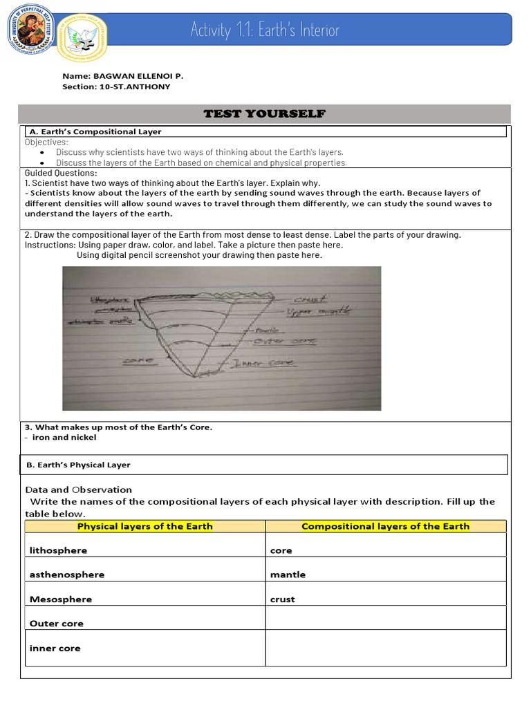 Activity 1.1: Earth's Interior: Test Yourself | PDF