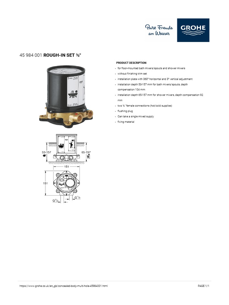 GROHE Specification Sheet 45984001 | PDF
