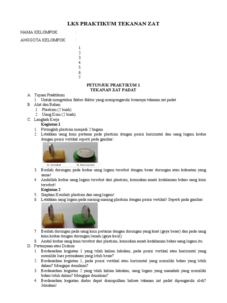 LKS Praktikum Tekanan Zat | PDF | Seni | Sains & Matematika