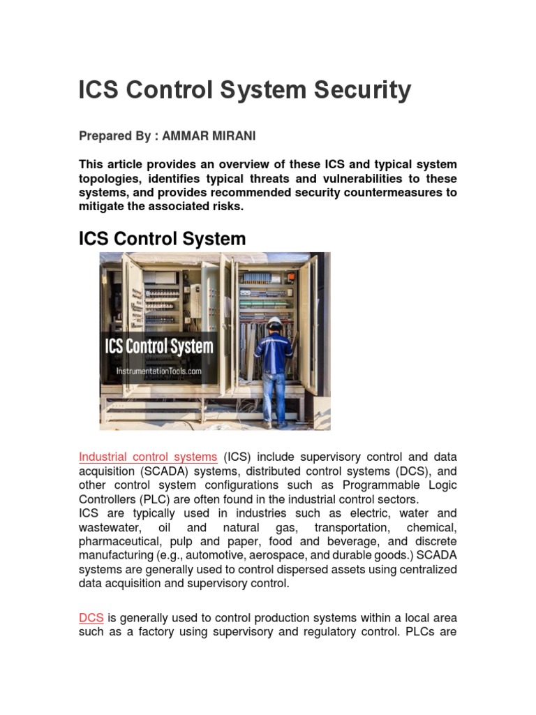 ICS Control System Security | PDF | Security | Computer Security