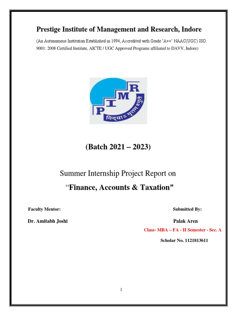 Sip Report - Final Palak Aren | PDF | Audit | Business