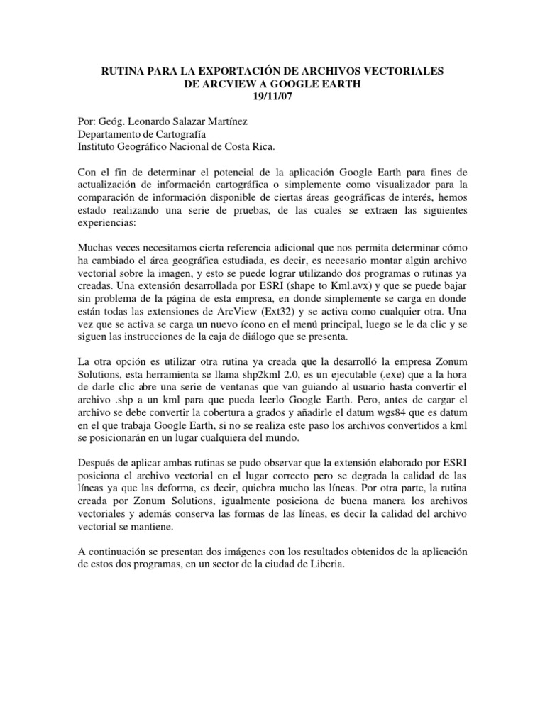 Exportar - Archivos Vectoriales de Arcview A Google Earth | PDF ...