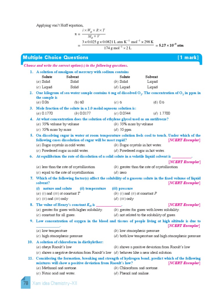 01 Solutions Questions For Practice | PDF | Osmosis | Solubility